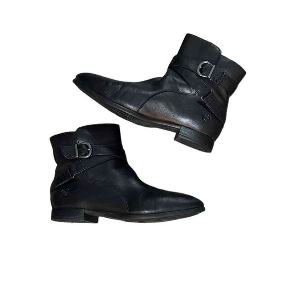 Born | Shoes | Born Easton Black Leather Ankle Boots Moto Buckle ...